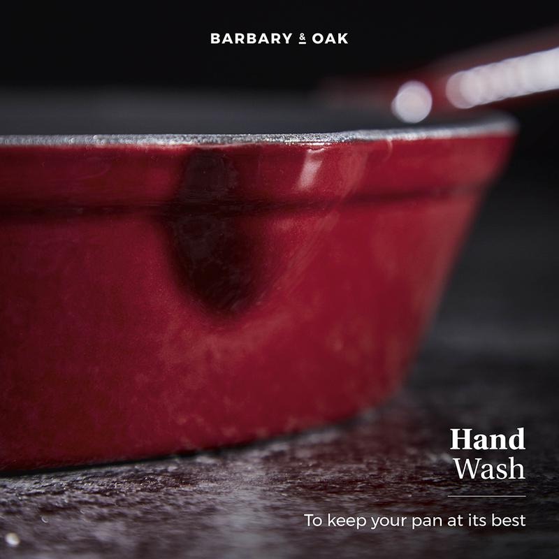 Barbary & Oak Foundry 26cm Round Cast Iron Fry Pan-Red