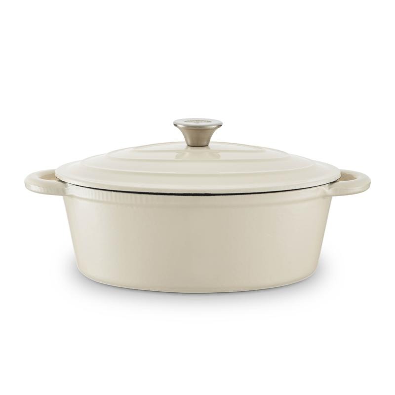 Barbary & Oak Foundry 29cm Round Cast Iron Casserole-Cream