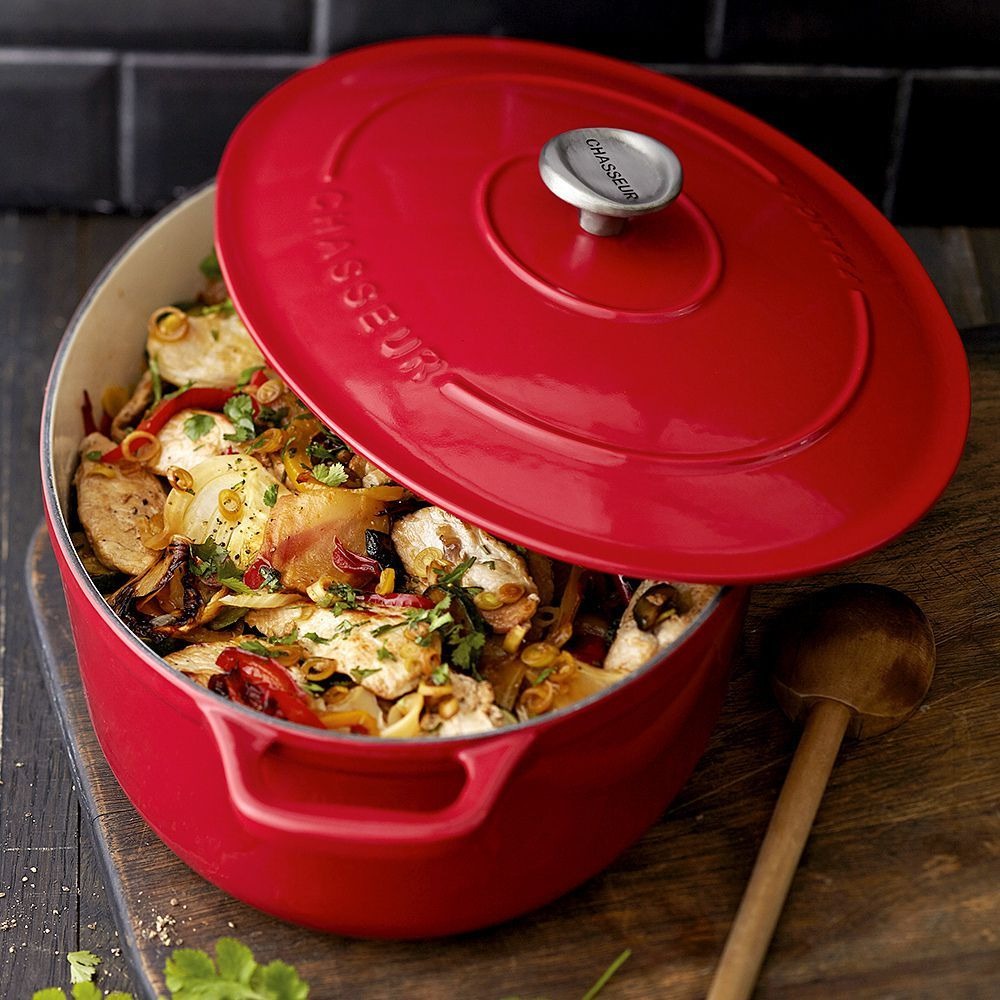 Chasseur Round Casserole 24cm-Red & Cream