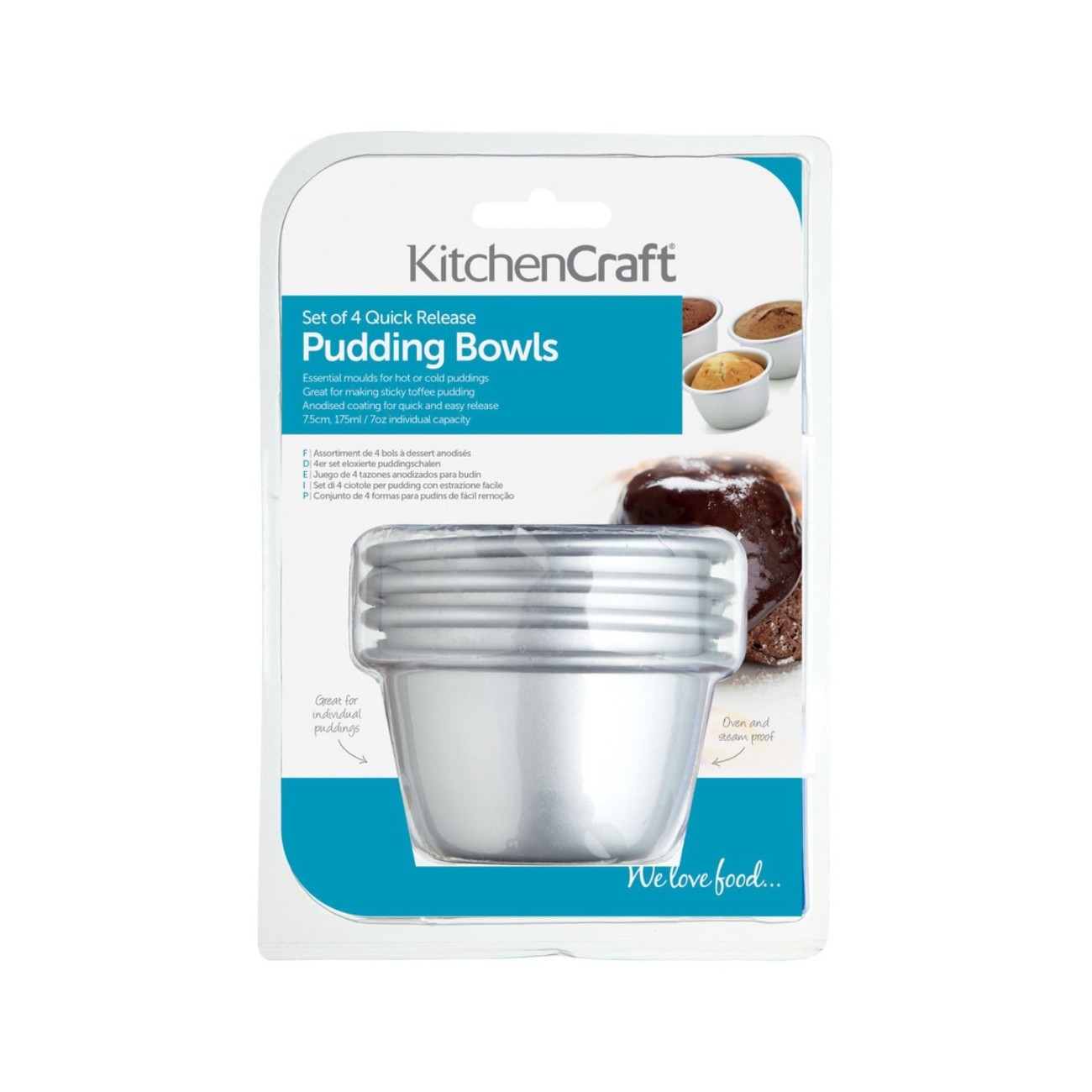 KitchenCraft Mini Pudding Moulds-Set of Four 7.5cm