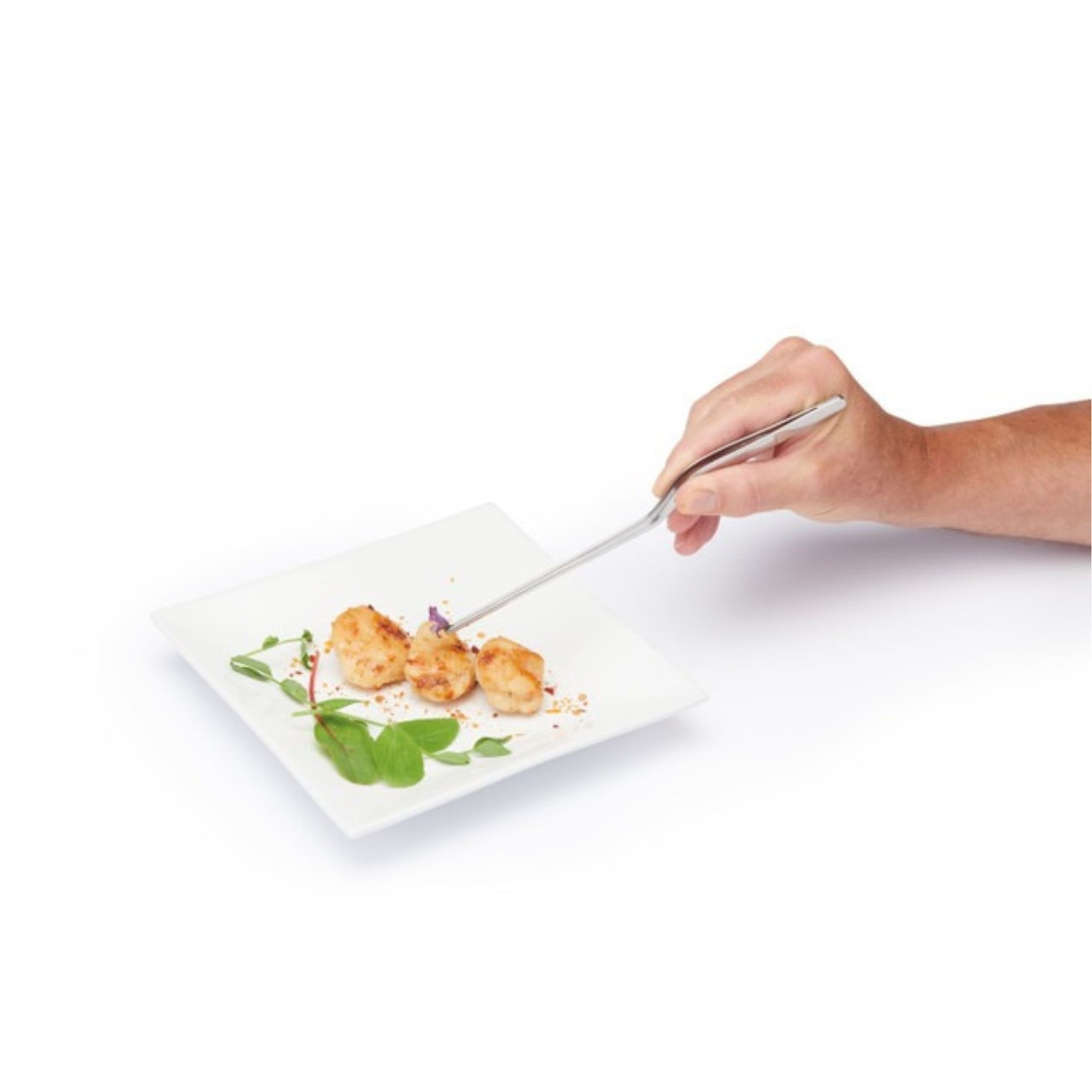 MasterClass Stainless Steel Curved Plating Tongs 21cm