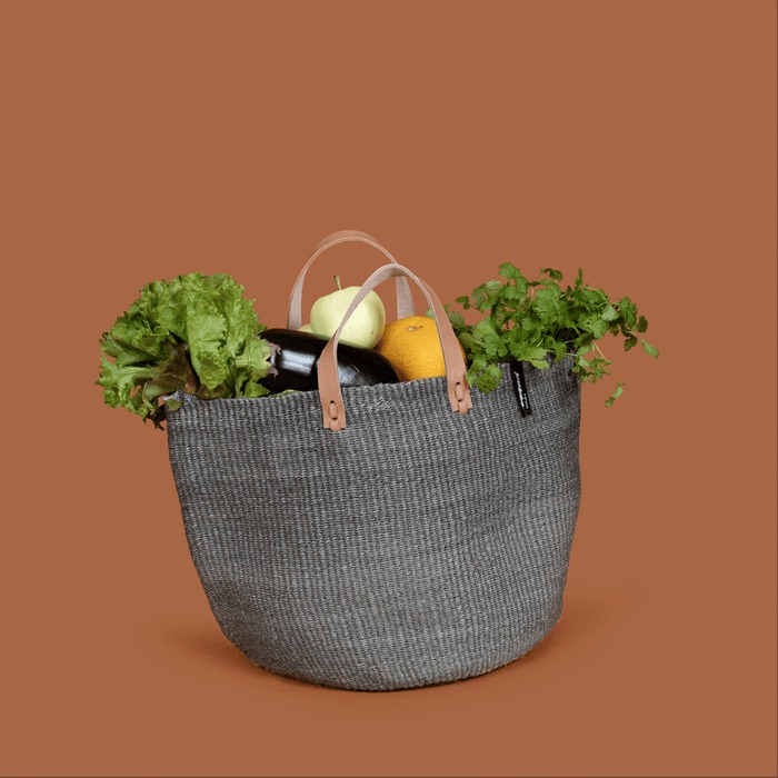 Mifuko Kiondo Market Basket Light Grey Medium