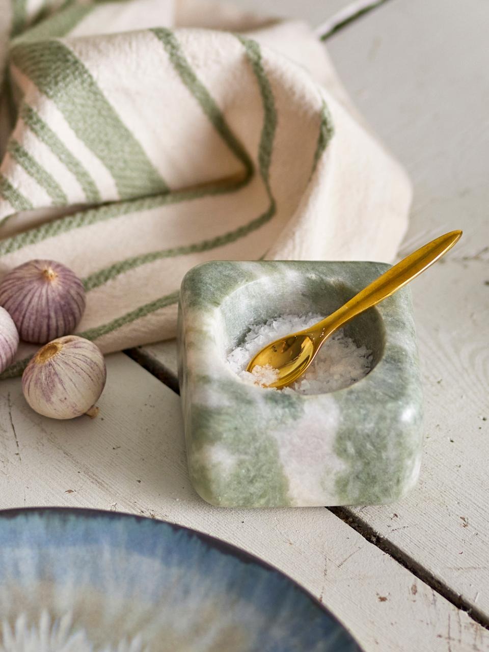 Noriko Salt Jar Green Marble & Spoon