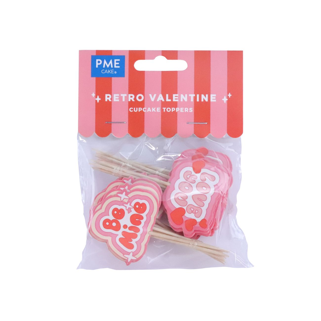 PME Valentines Cupcake Toppers Retro Valentine Set of 24