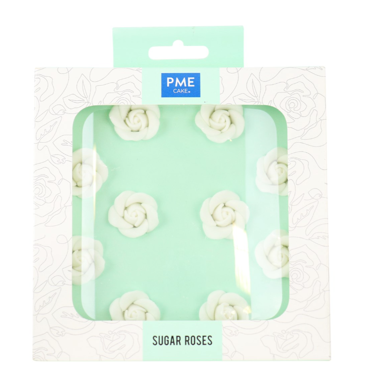 PME White Sugar Roses Set of 10