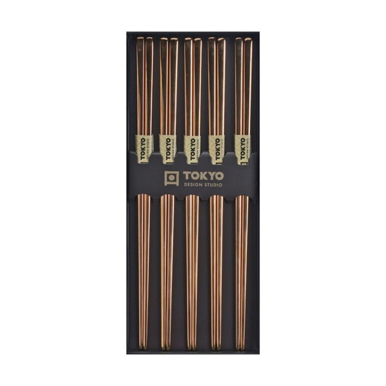 Tokyo Design Studio Rose Gold Stainless Steel Chopstick Giftset 5